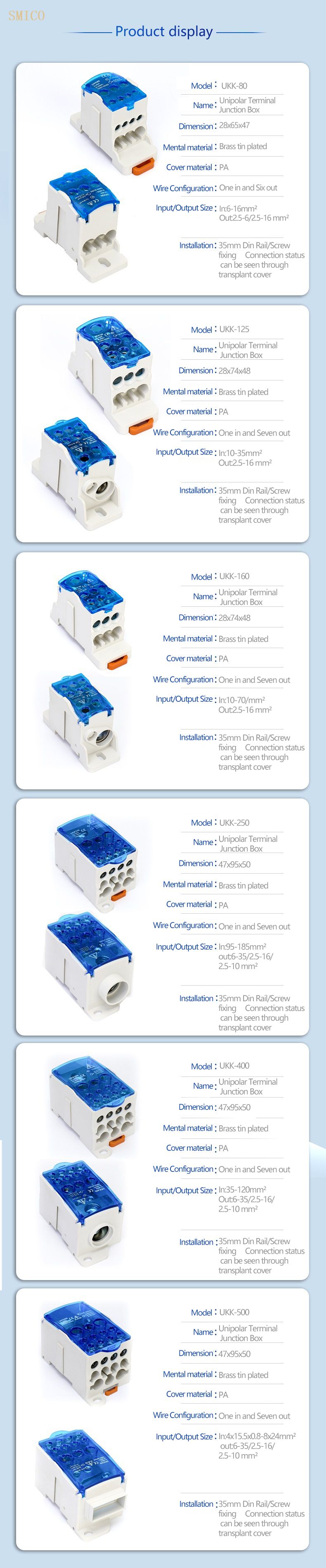 SMICO high quality terminal block UKK80A DIN rail connector - Buy ...